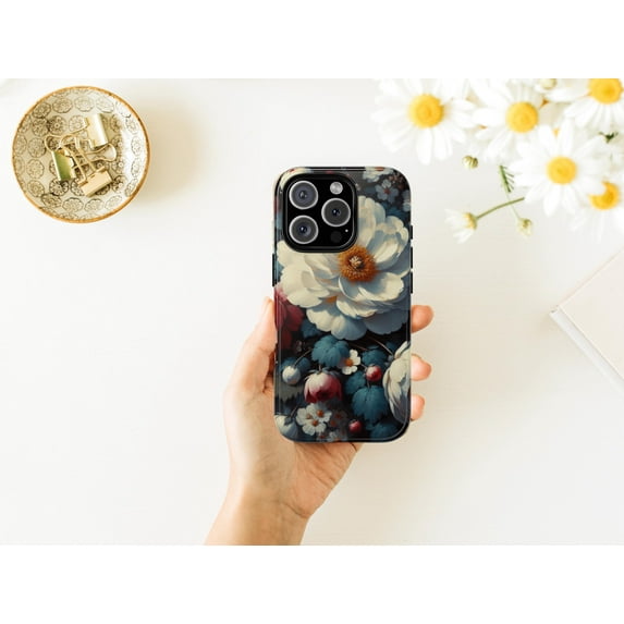 Big Floral Dark Aesthetic Botanical Pattern Case for iPhone 17 11 12 13 ...