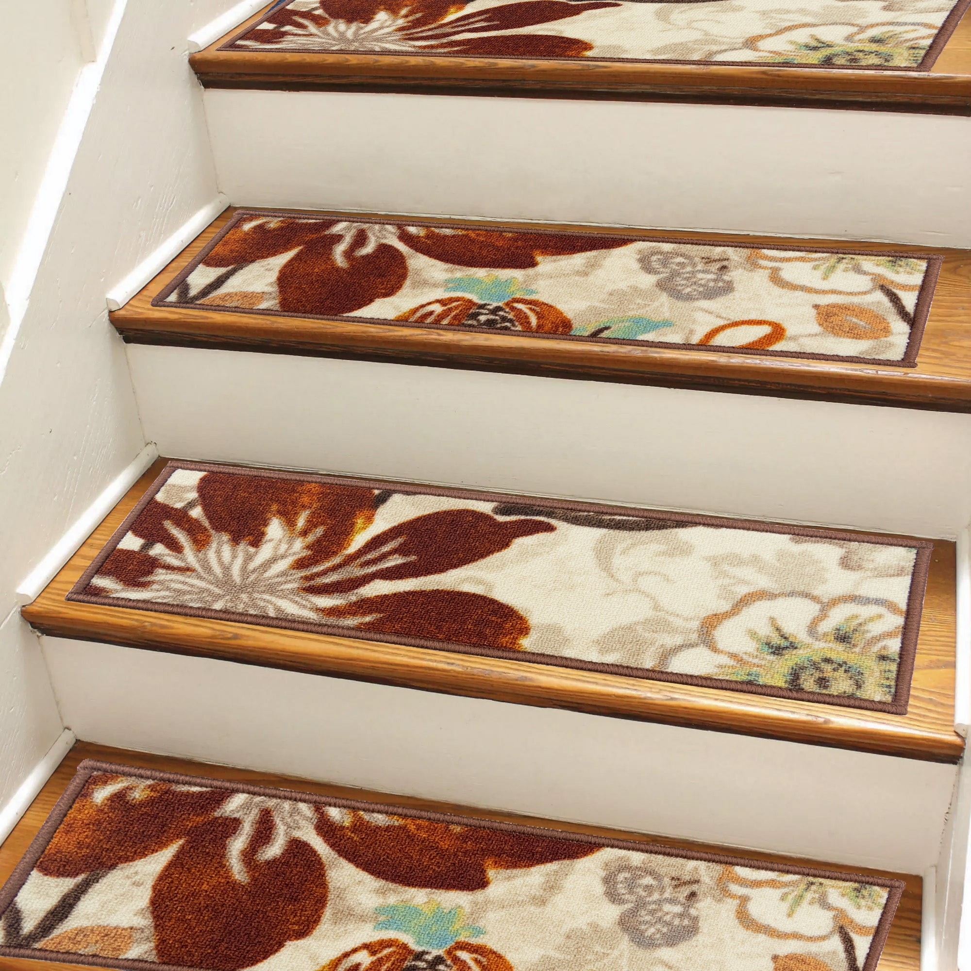 Big Flower Pattern Custom Size Slip Resistant Stair Treads 26 Inches ...