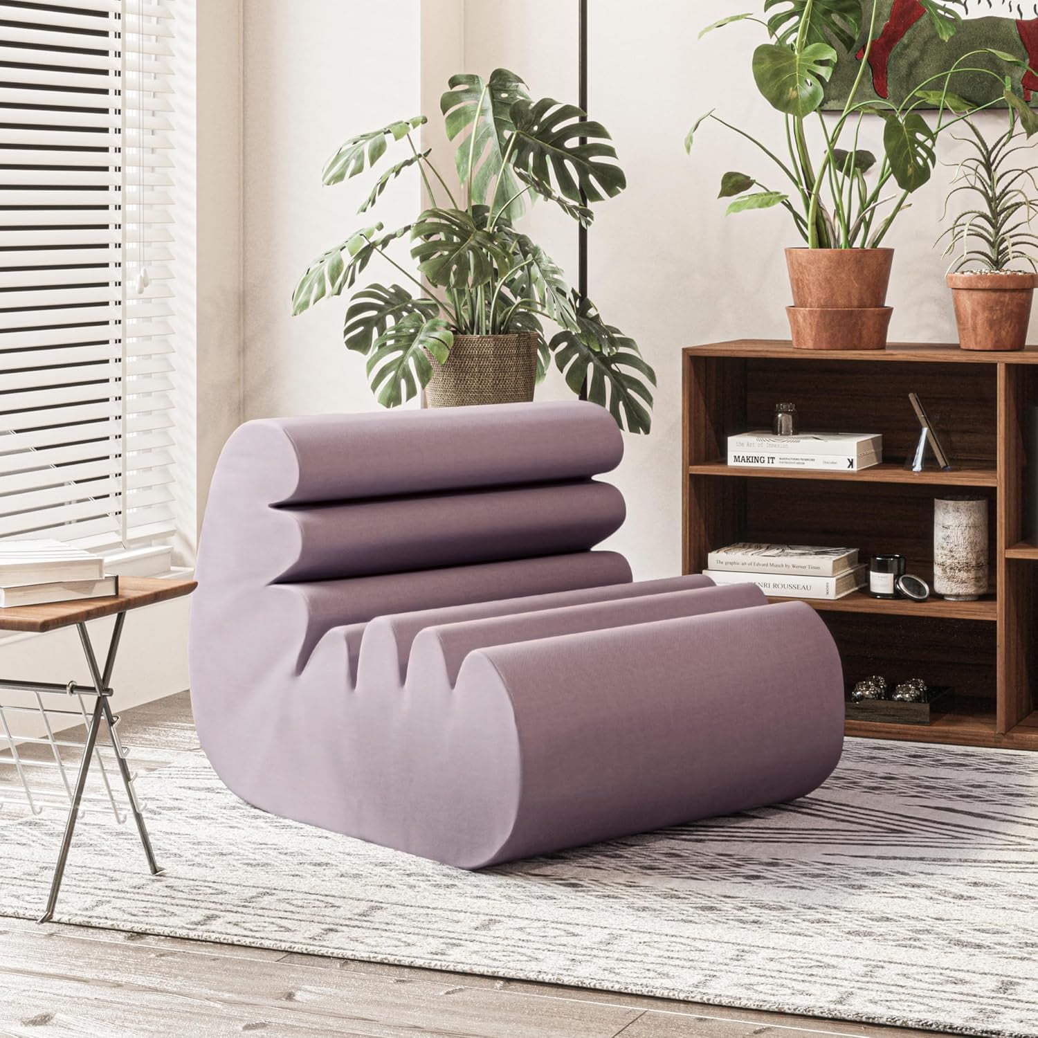 Big Foam Floor Lazy Sofa Back Support, Wave-Shaped Foam Bean Bag Floor ...