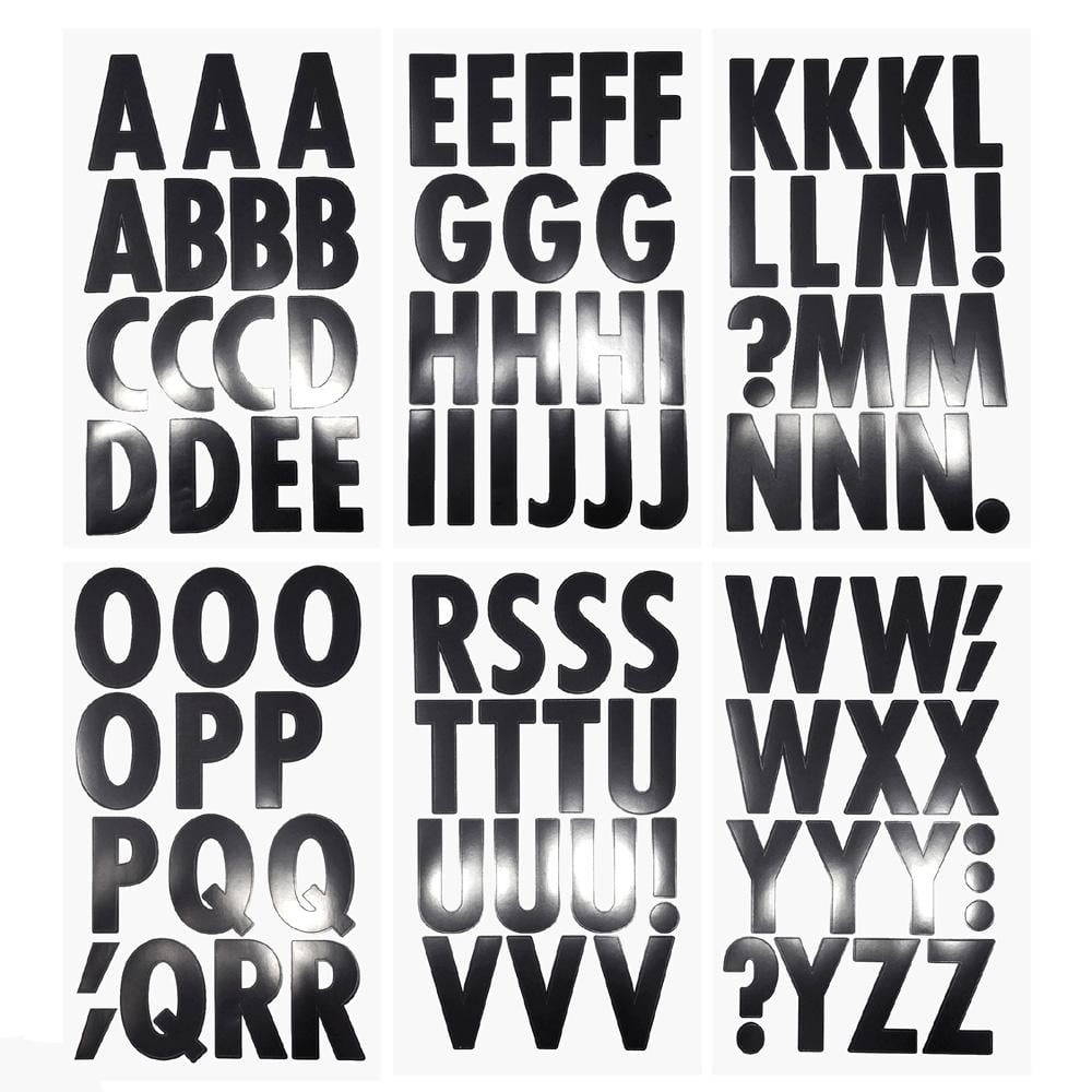 Big Font Alphabet Letter Stickers, Caps, 3-inch, 82-piece, Glossy Black ...