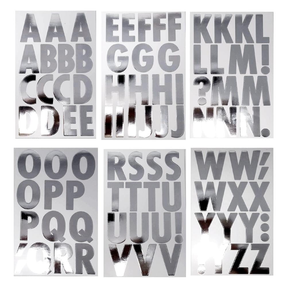 Big Font Alphabet Letter Stickers, Caps, 3-inch, 82-piece, Metallic ...