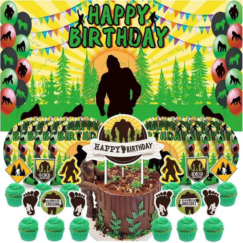 Big Foot Plates Birthday Supplies Decorations Decor Backdrop Banner ...