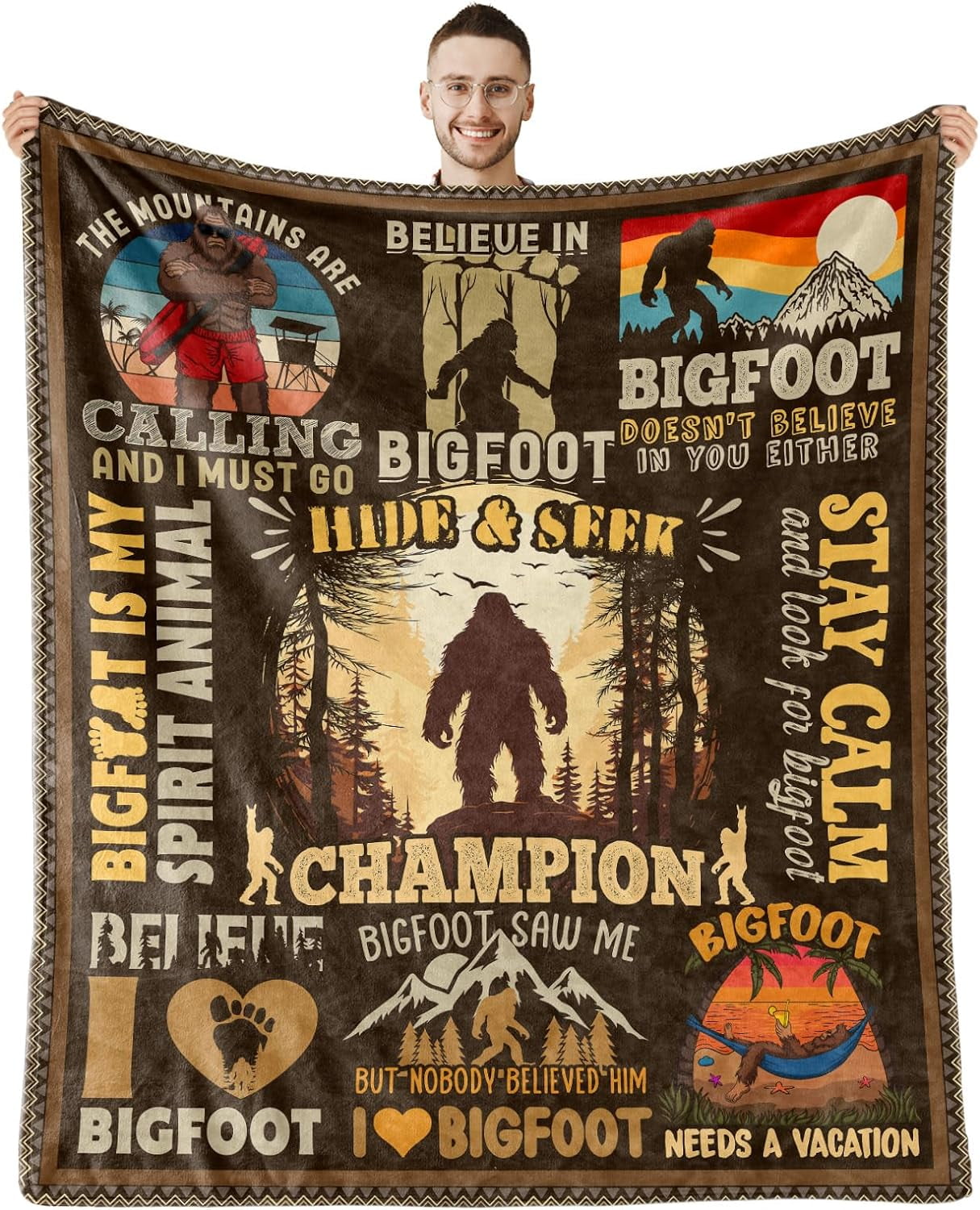 Big Foot Gifts, Sasquatch Bigfoot Gifts, Big Foot Blanket for Men Women ...