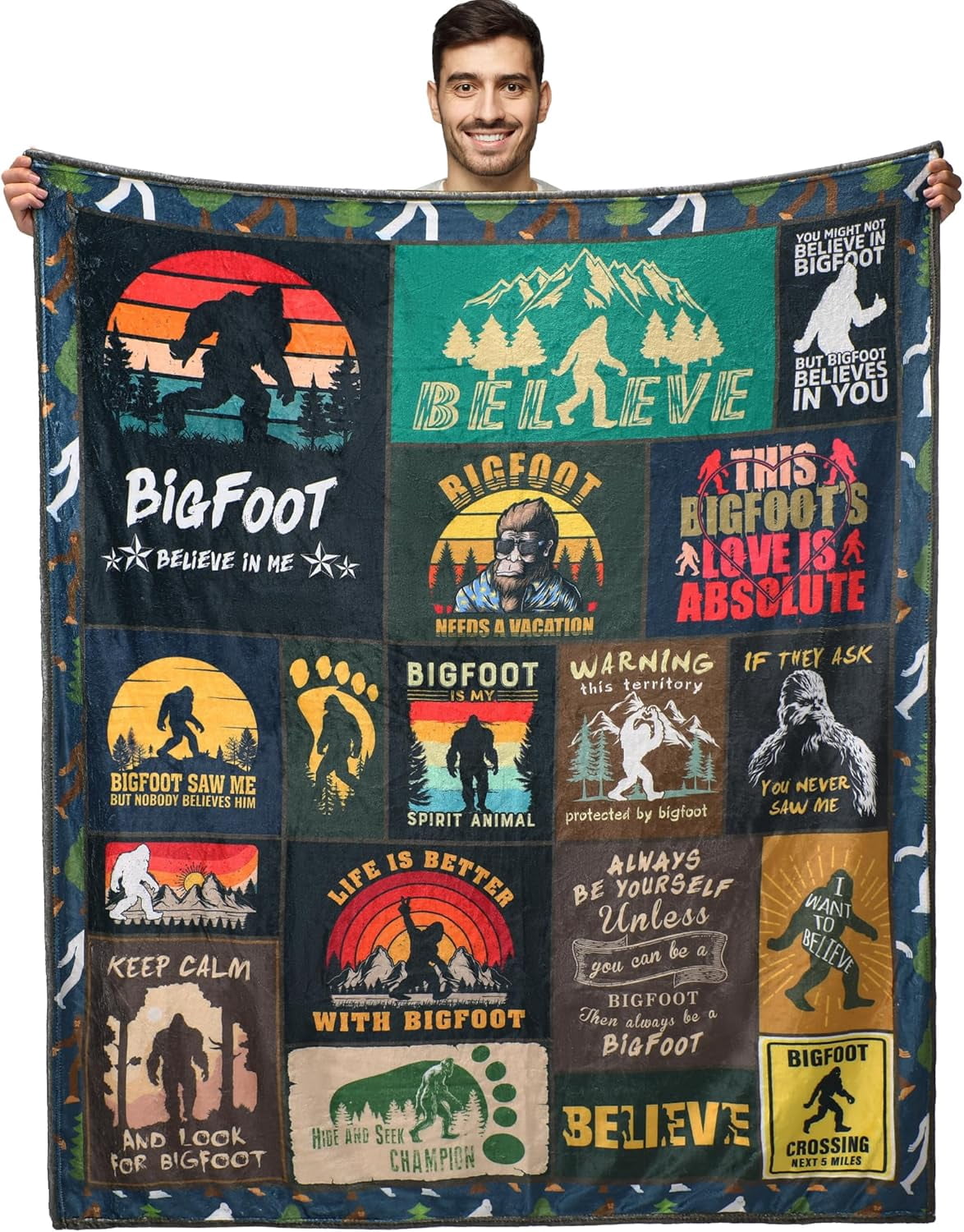 Big Foot Sasquatch Gifts Throw Blanket, Inspirational Believe Quotes ...