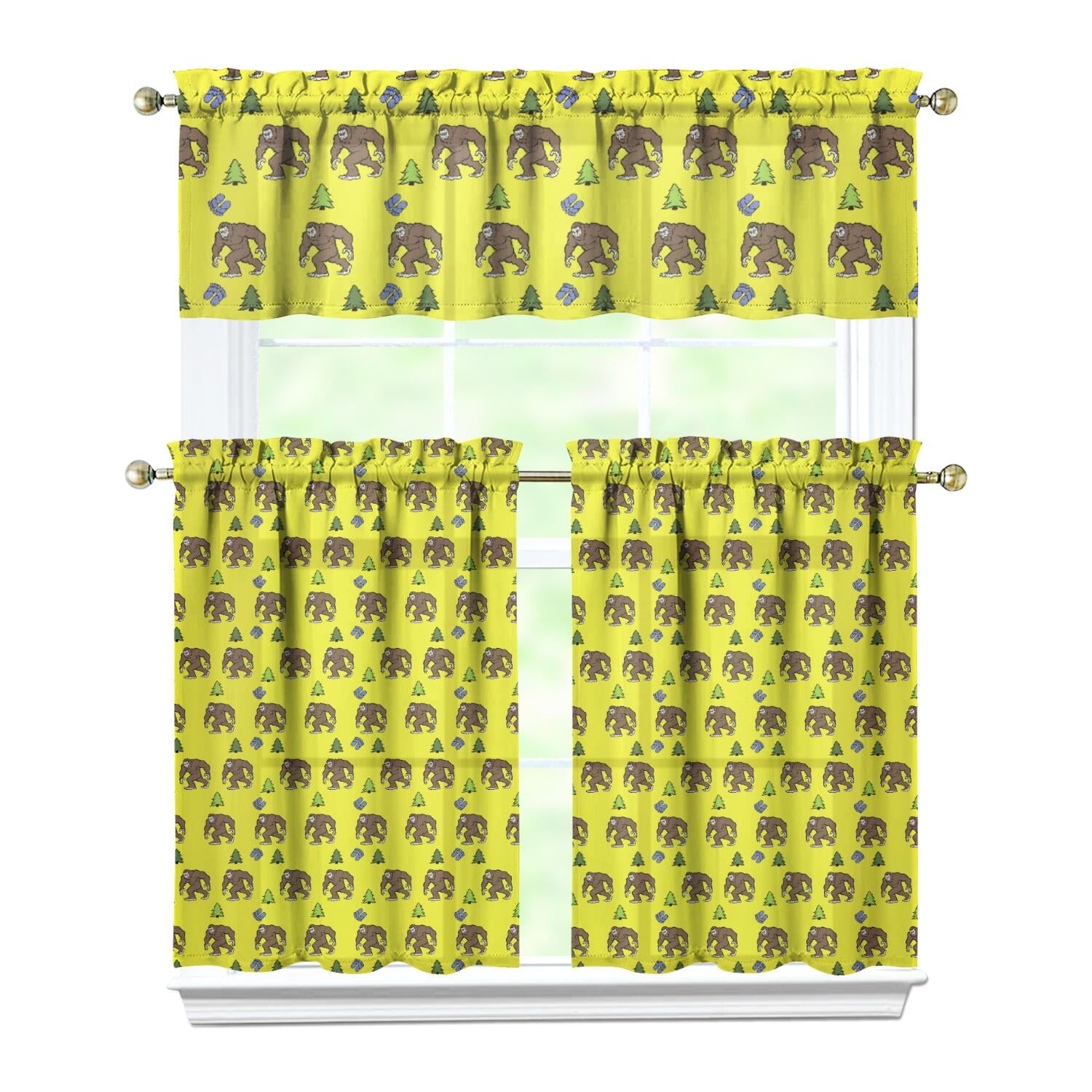Big Foot Sasquatch Window Treatment Panels - 3 Piece Funny Creature ...