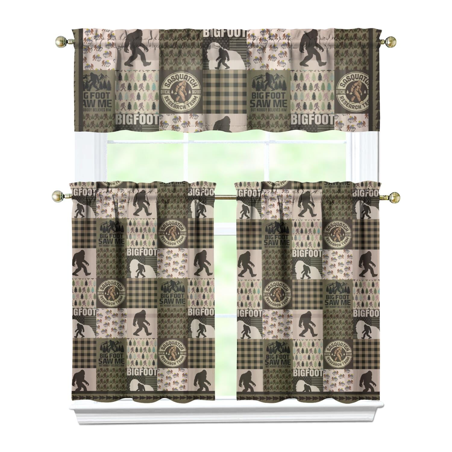 Big Foot Sasquatch Window Treatment Panels - 3 Piece Funny Creature ...