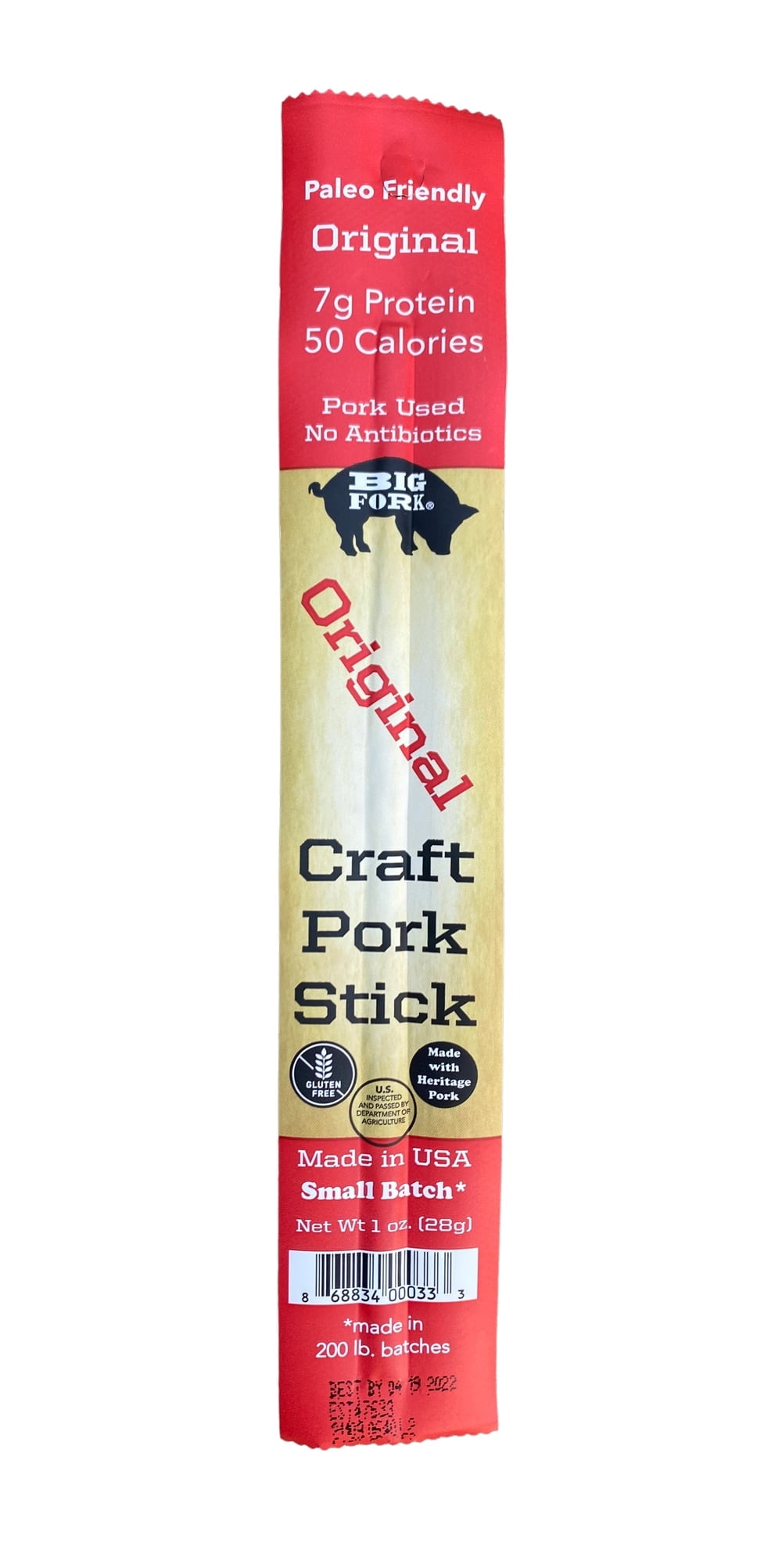Big Fork Craft Pork Snack Sticks - Original Flavor, Farm-Raised, 20 ...