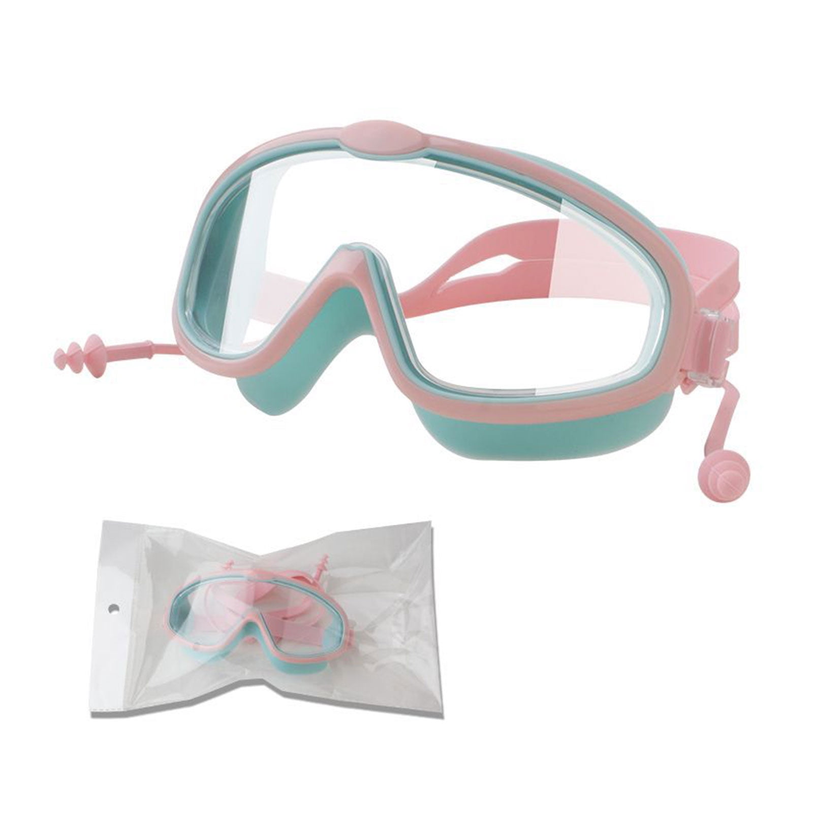 Big Frame Swim Goggles Swimming Glasses Adjustable Conjoined Earplugs ...