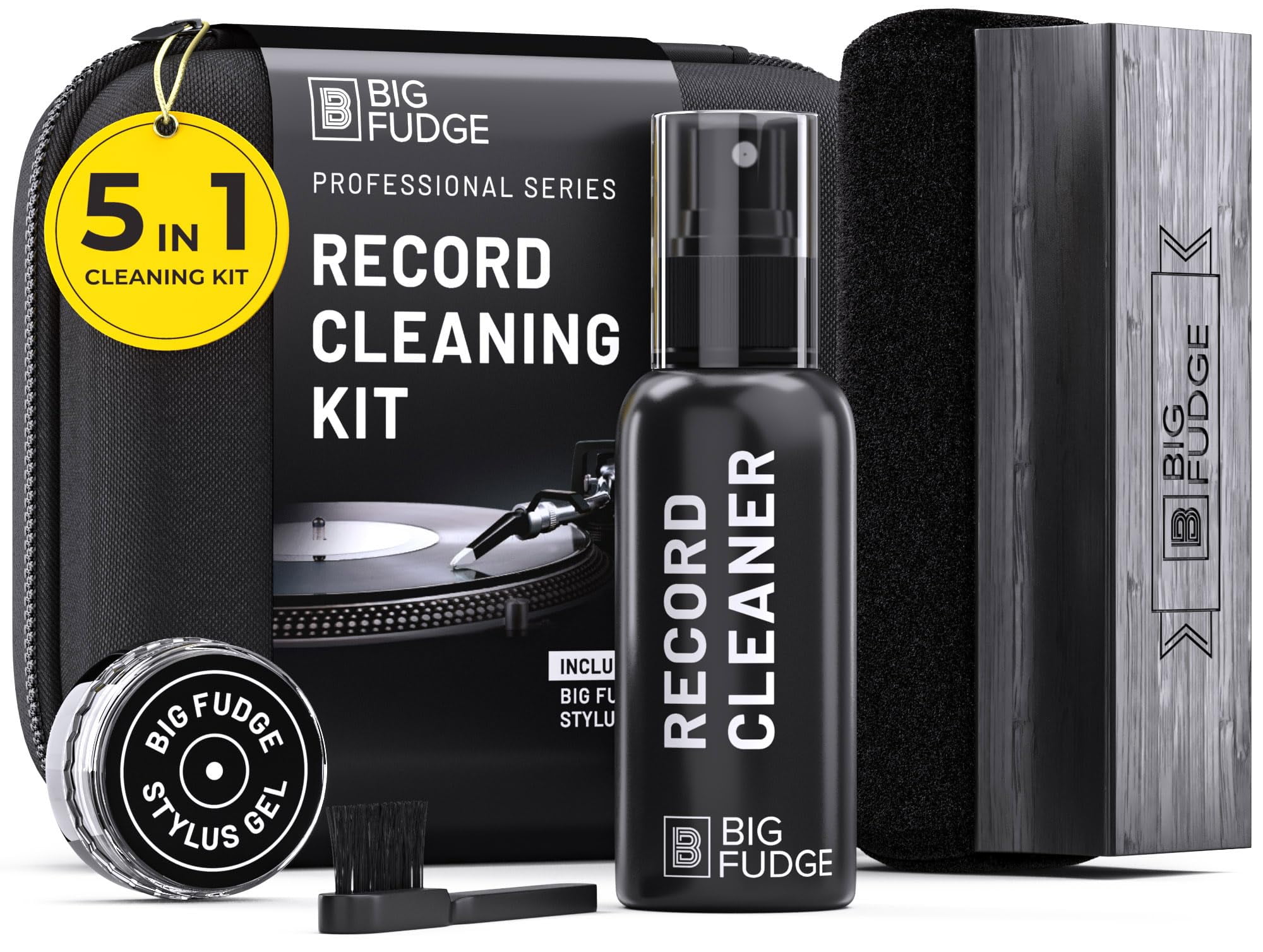 Big Fudge Vinyl Record Cleaning Kit, 5-Piece Set with Brush and Stylus ...