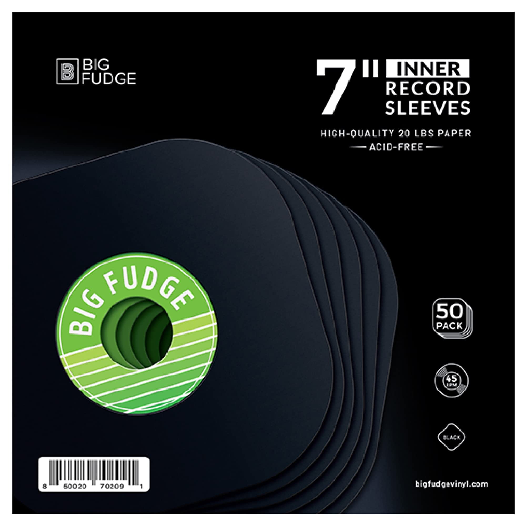 Big Fudge Black Special Edition Vinyl Record Inner Sleeves, 7” 50-Pc ...