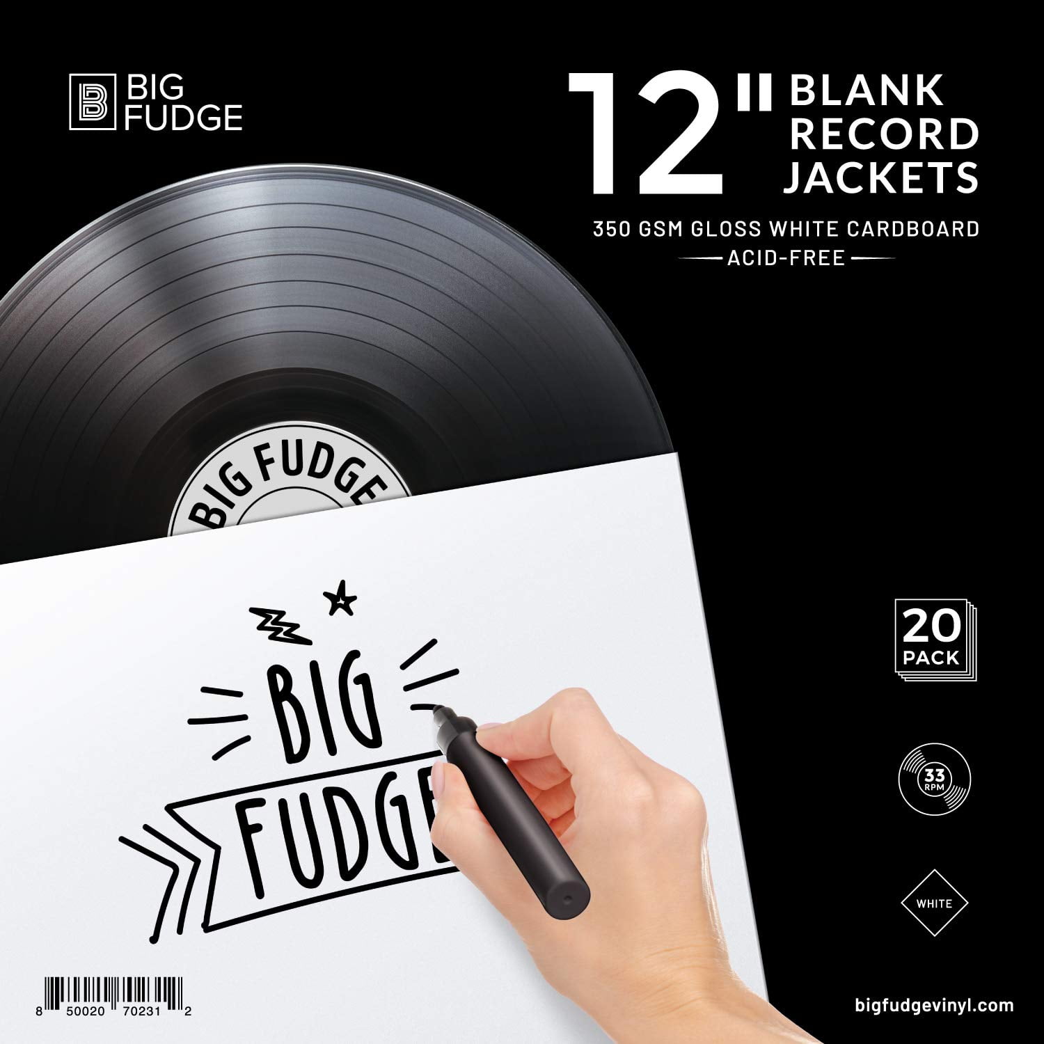 Big Fudge Inner & Outer Album Cover Vinyl Record Sleeves, 12” 350 GSM ...