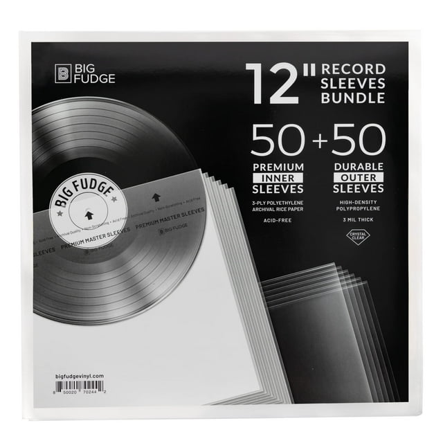 Big Fudge Premium 12” Vinyl Record Sleeves 100-Pack, Anti-Static ...