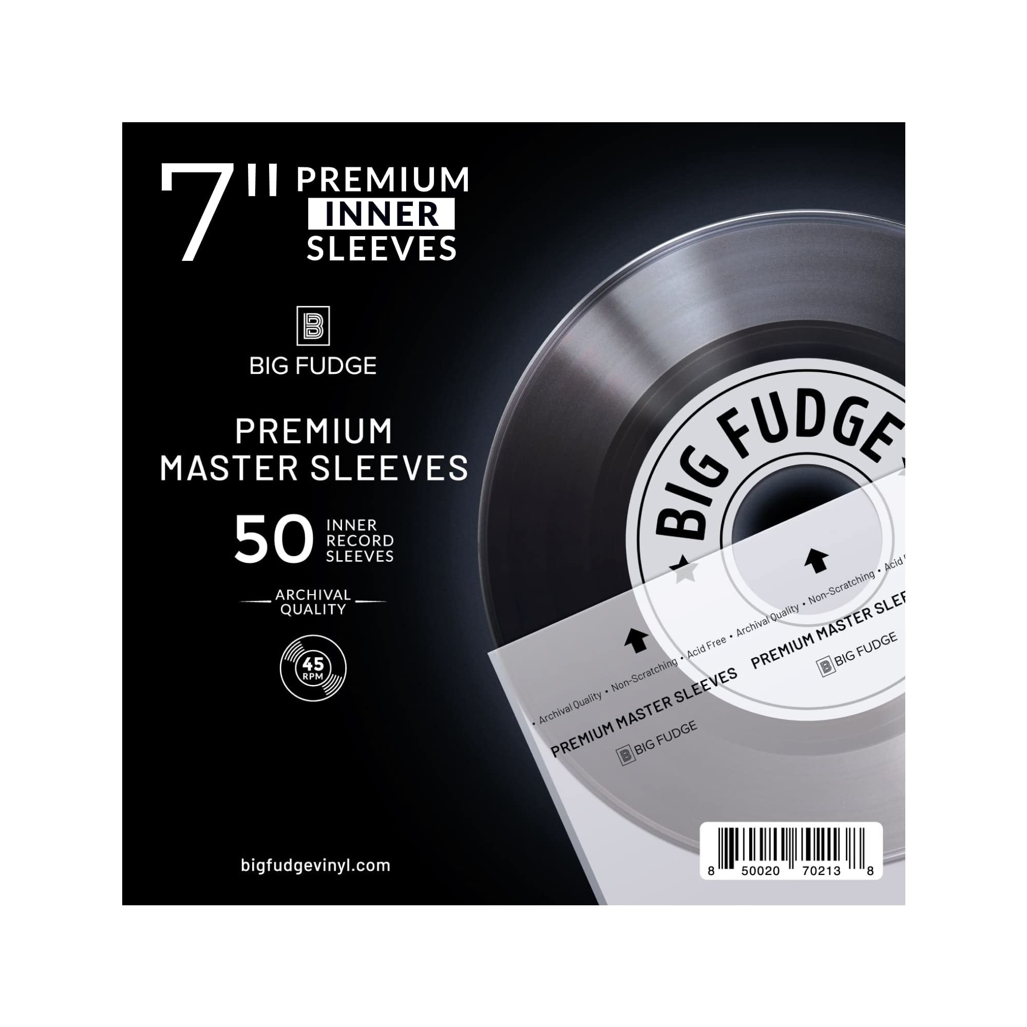 Big Fudge Premium 7” Vinyl Record Inner Sleeves, 3 Ply Protective LP ...