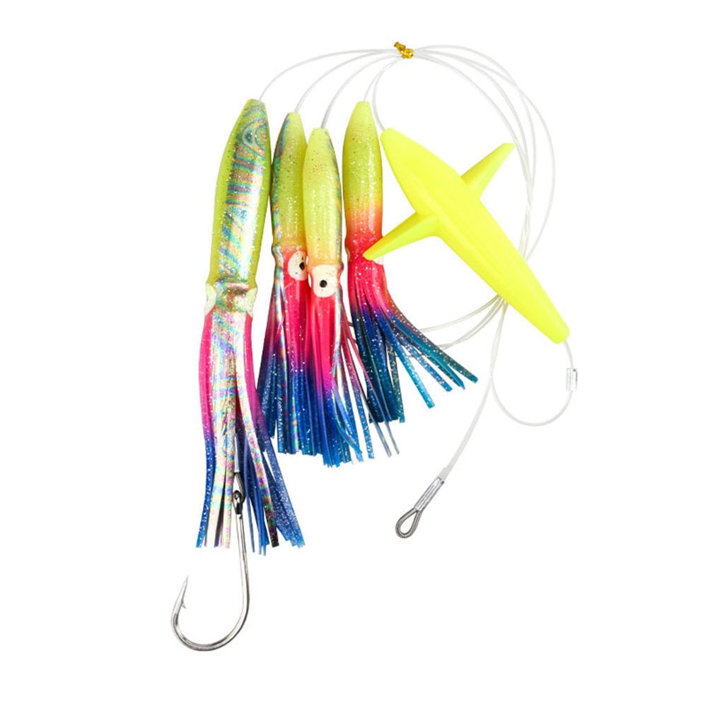 Big Game Fishing Teaser Rigged Feather Trolling Lure Squid Tuna Daisy ...