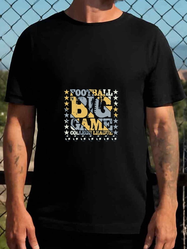 Big Game Football men's Exercise 180G 100% Cotton black gym basketball ...