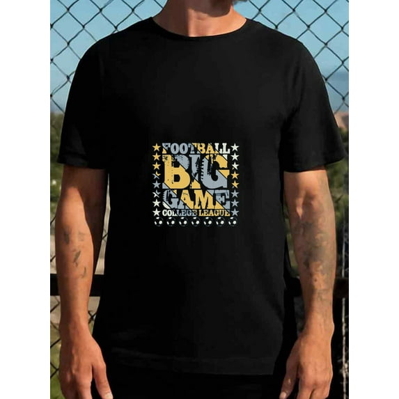 Big Game Football men's Exercise 180G 100% Cotton black gym basketball ...