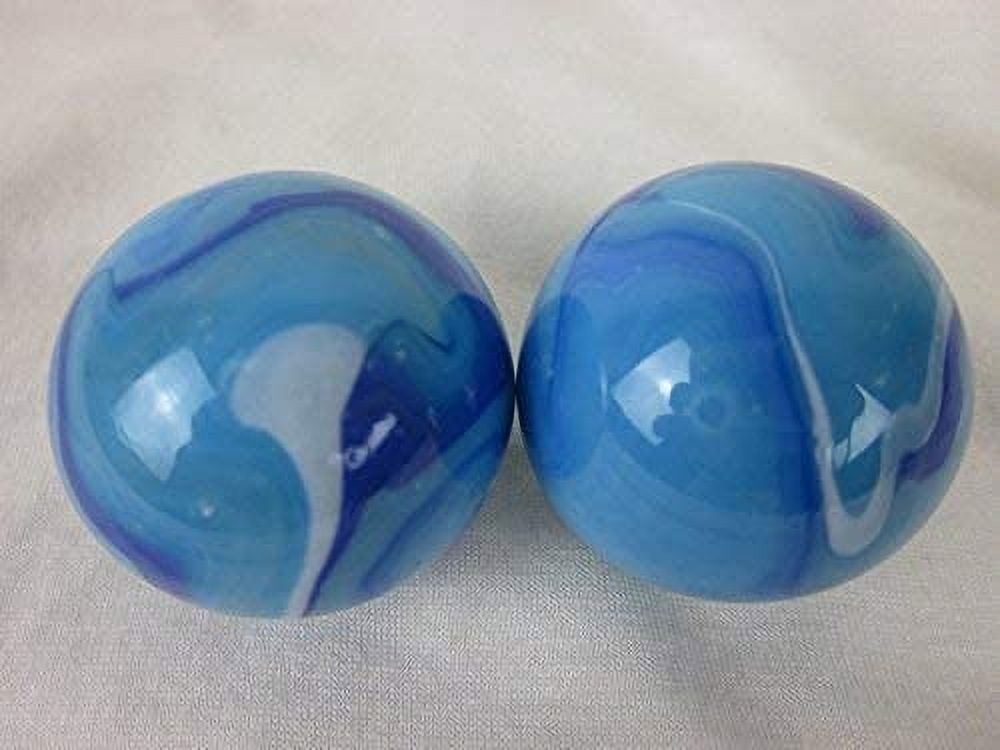 Big Game Toys Ice Blue Swirl Solid Glass Marbles, Set of 2, 35mm, Home ...