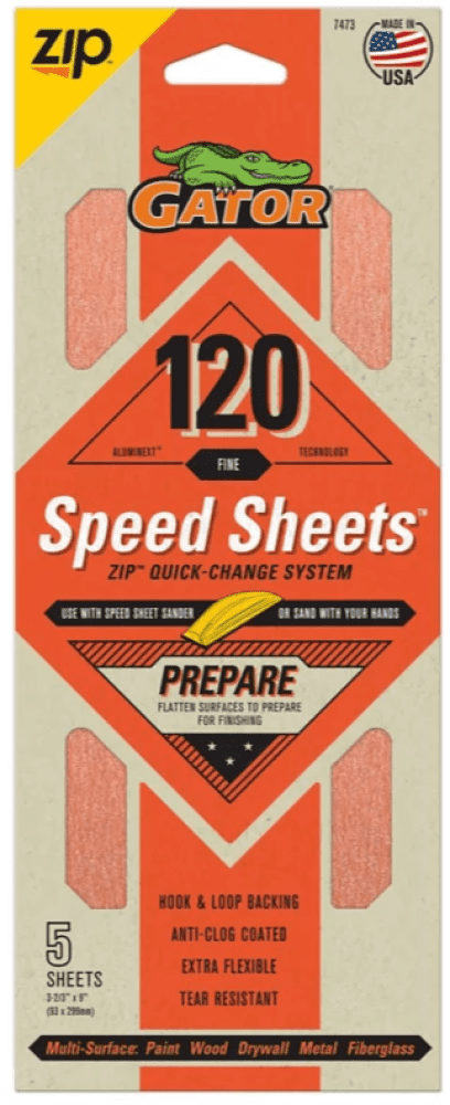 Big Gator Tools 7473 120 Grit Fine Gator Zip Speed-Sheets Sanding Paper ...
