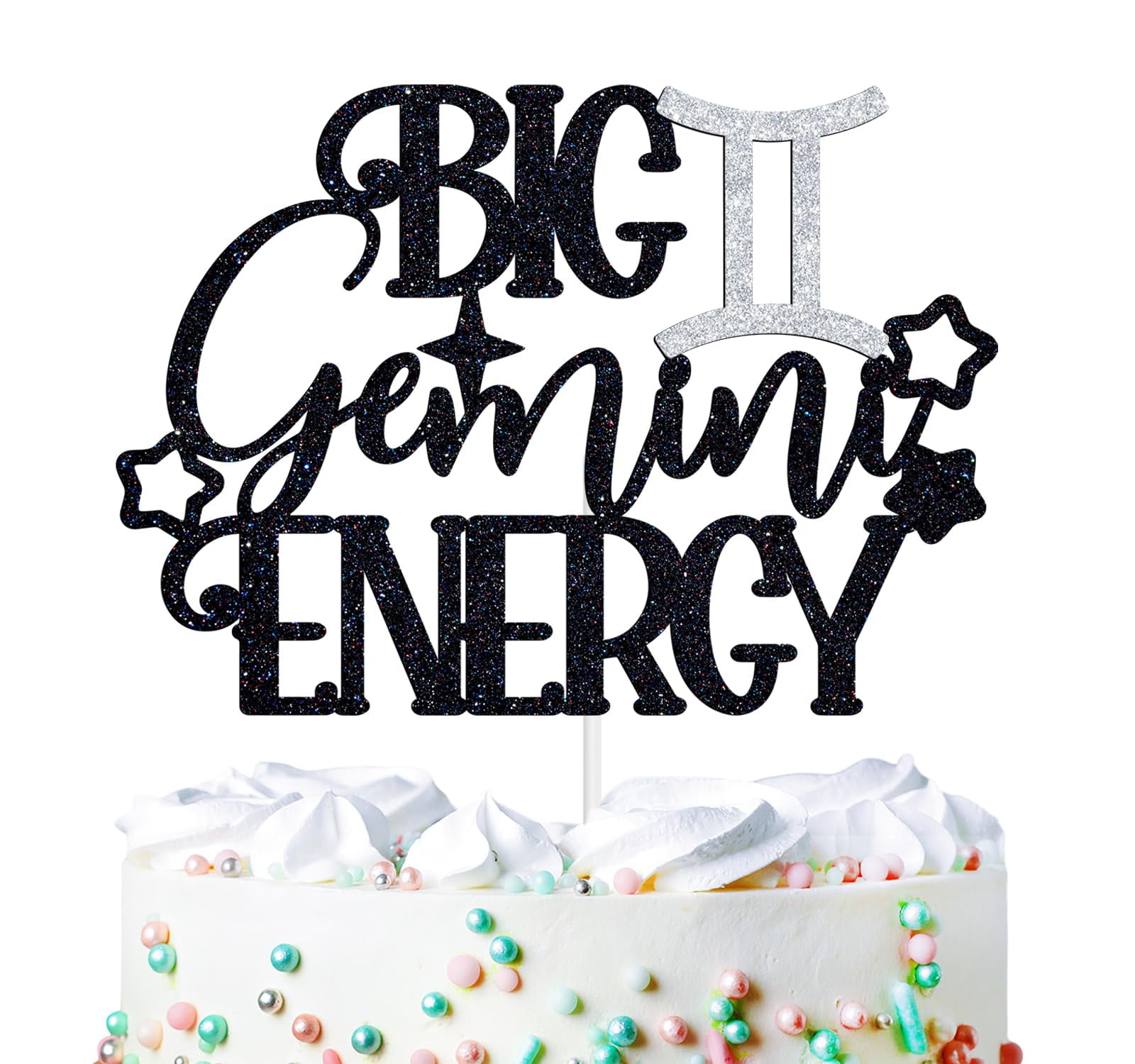 Big Gemini EnergyTRDN Cake Topper, Happy Birthday Cake Decor in May/June, Gemini Season, 12 ...