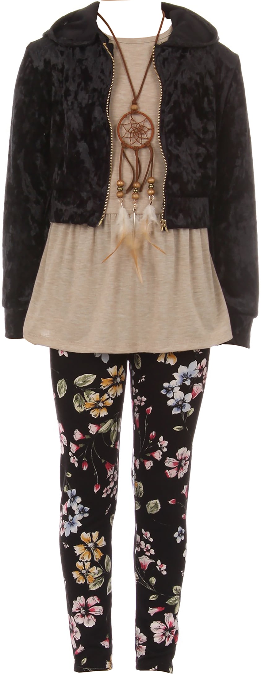 BNY Corner Little Girl's 4-Piece Outfit: Jacket, Tank Top, Leggings ...