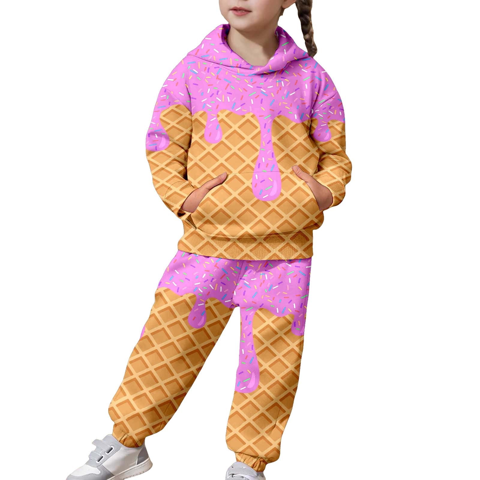 Big Girl Clothing Sets Fashion Print Hooded Long Sleeve Top and Pants ...
