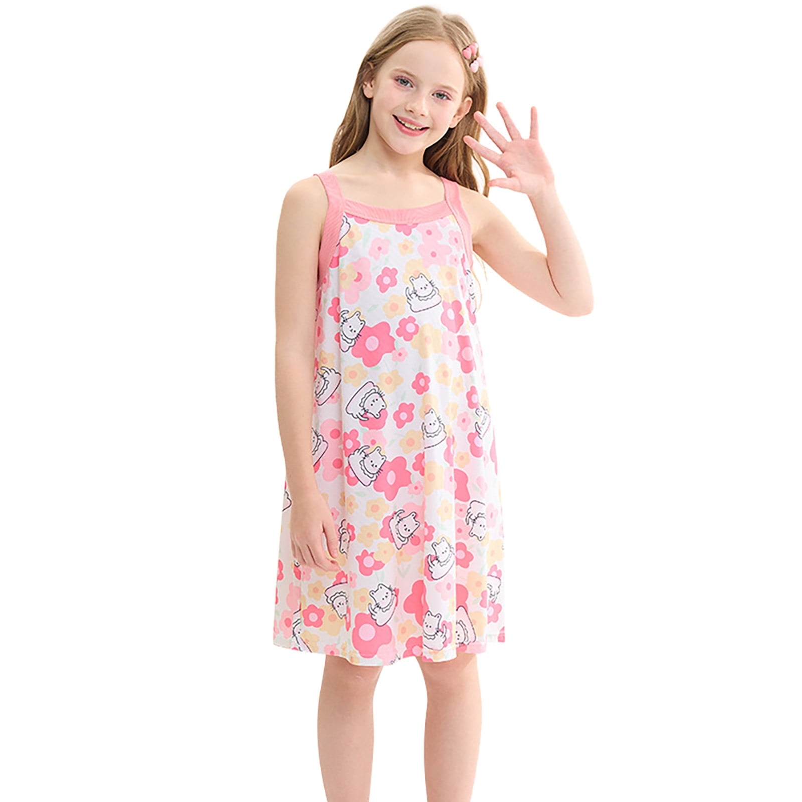 Big Girl Dresses Sleeveless Floral Prints Princess Dance Party Clothes ...