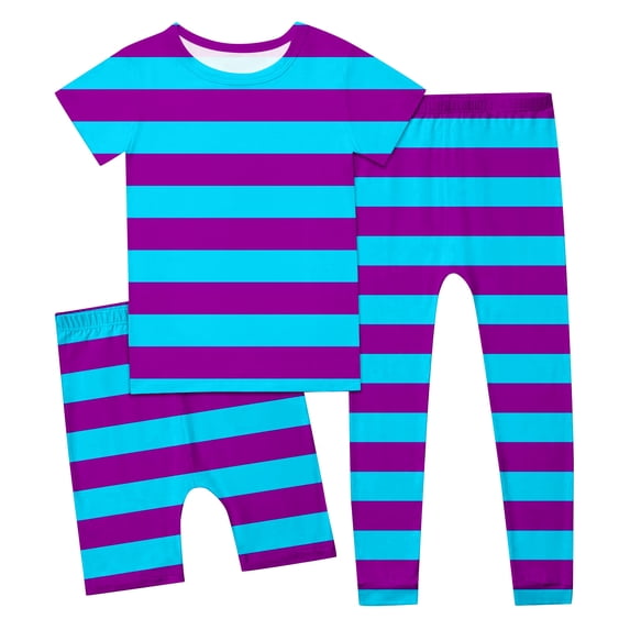 Big Girl Outfits Casual Striped Round Neck Short Sleeve Shorts Pants ...