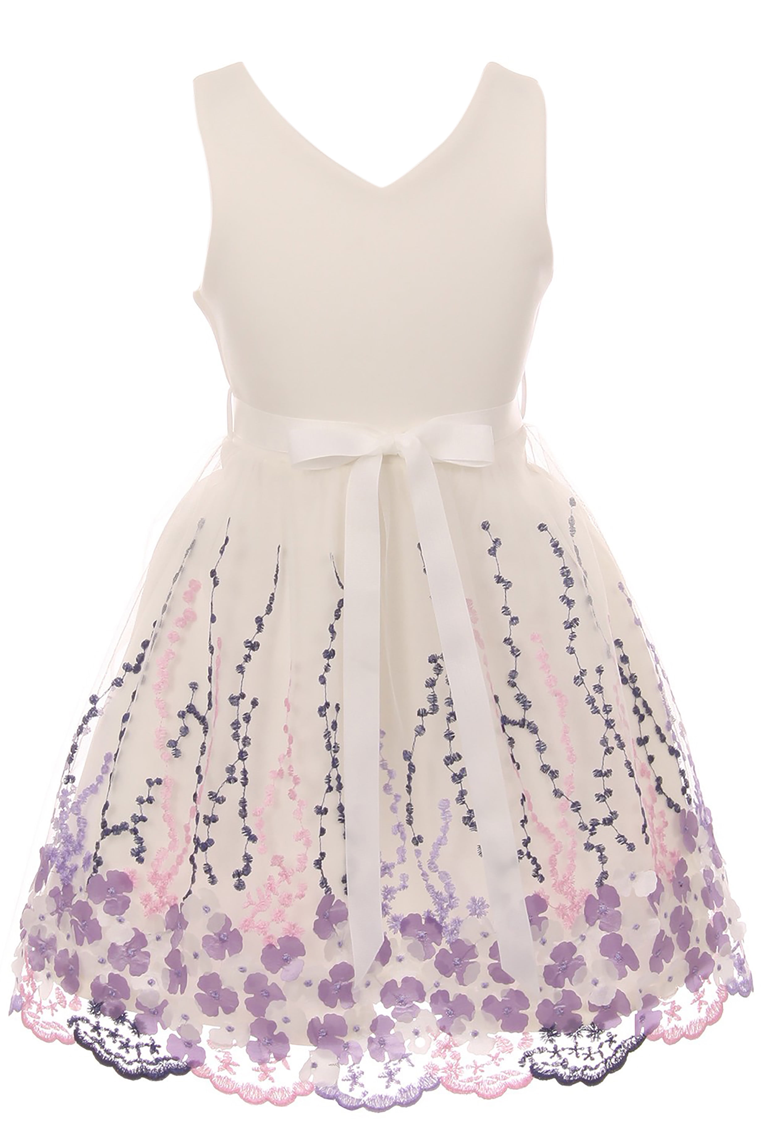 Big Girl Sleeveless 3D Flowers Embroidered Easter Summer Flower Girl ...