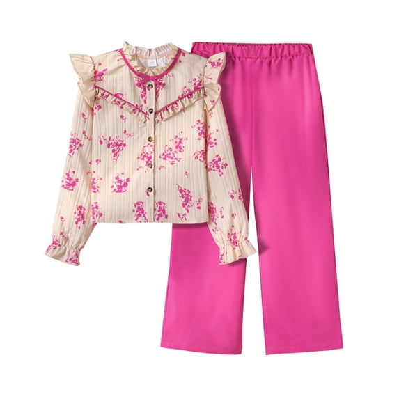 Big Girl Summer Outfits Fashion Floral Print Long Sleeve Shirt And Wide ...