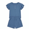 Big Girl Summer Outfits Two Piece Ruffled Short Sleeved Button Down ...