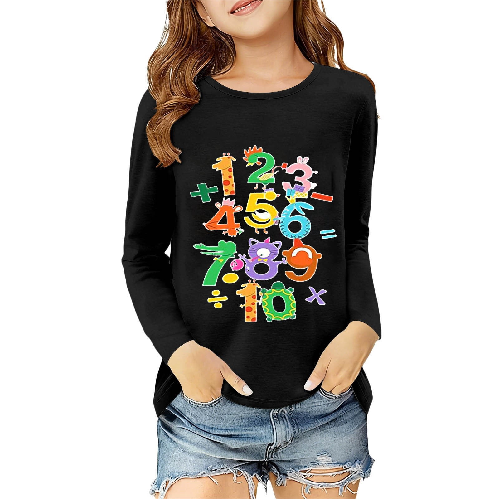 Big Girl T Shirt Letter Printed Long Sleeve Cozy Stylish Blouses for ...