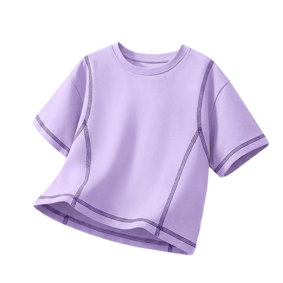 Big Girl’s Color Block T-Shirt Crew Neck Short Sleeve Tops, Lightweight ...