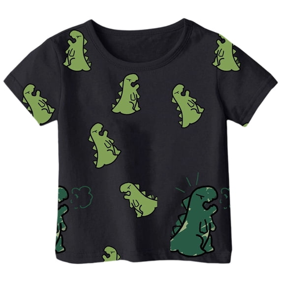 Big Girl's T Shirt Boys Playful Dinosaur Print Style Short Sleeved Cute ...