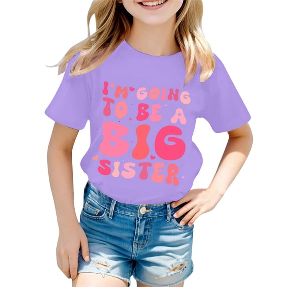 Big Girl's T Shirt Fashionable Letter Round Neck Short Sleeved Girls ...