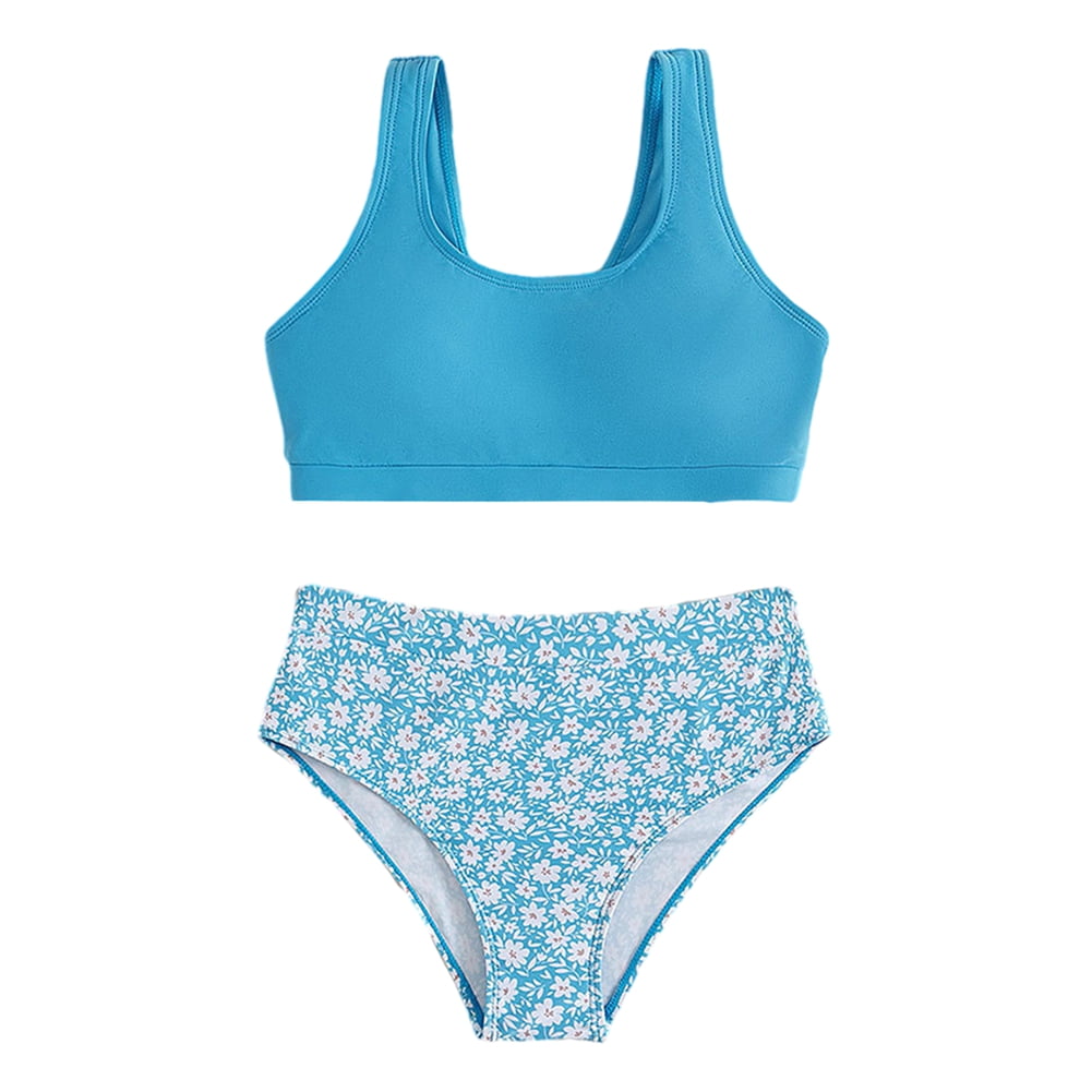 Big Girls 2 Pieces Swimsuit Kids Floral Tankini Swimwear Teen Bathing ...