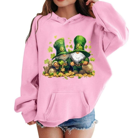Big Girls Boys Hoodies St Patricks Day Shirt Kids Sweatshirts Shamrock ...