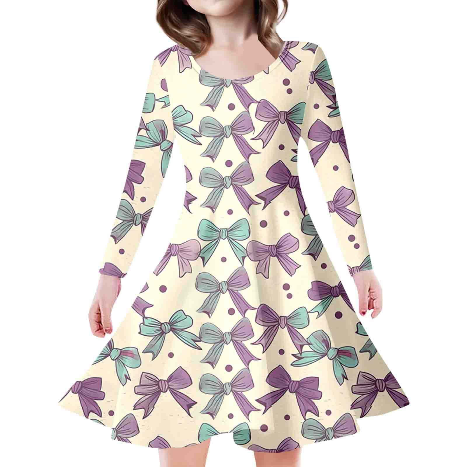 Big Girls Casual Dresses Cuhk Child Bow Print Party Princess Dress ...