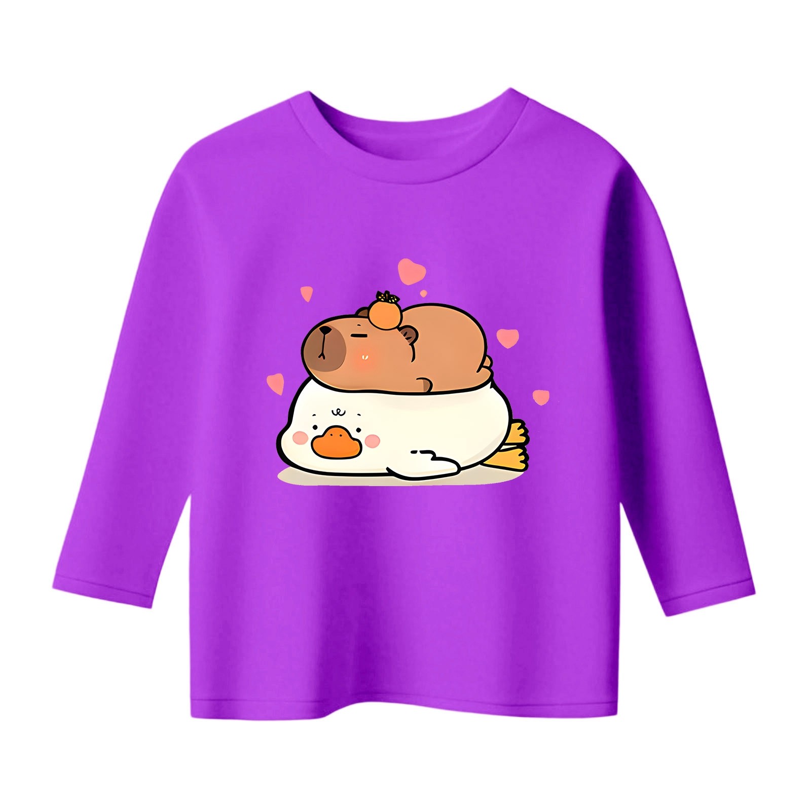 Big Girls Casual Long Sleeve Tops Capybara Print Crewneck Tees Clothes ...
