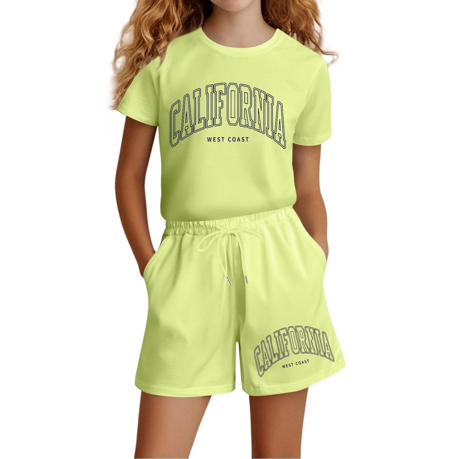 Big Girls Children Kids Girls Summer Casual Short Sleeve Set For Tee ...