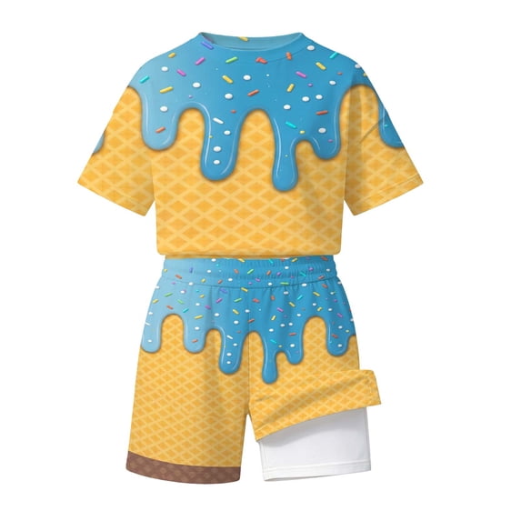 Big Girls Clothes Fall Outfits Ice Cream Print Short Sleeve T Shirt And ...