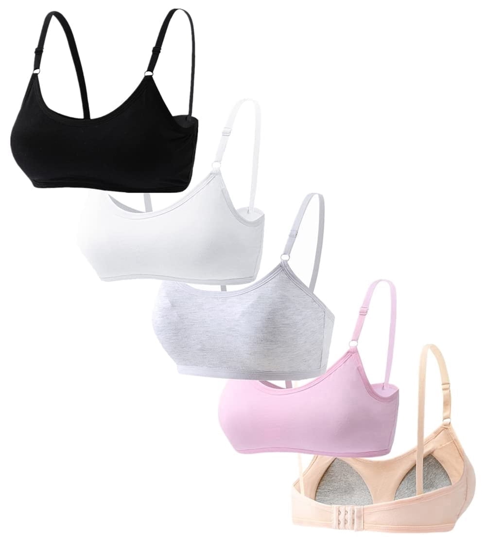 Big Girls Cotton Training Bra Value Pack 6-Pack Wireless Light Padded ...