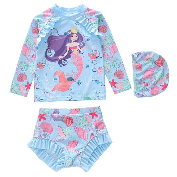 Big Girls Cute Cartoon Three Piece Swimsuit (3 14 Years Old) Clothes ...