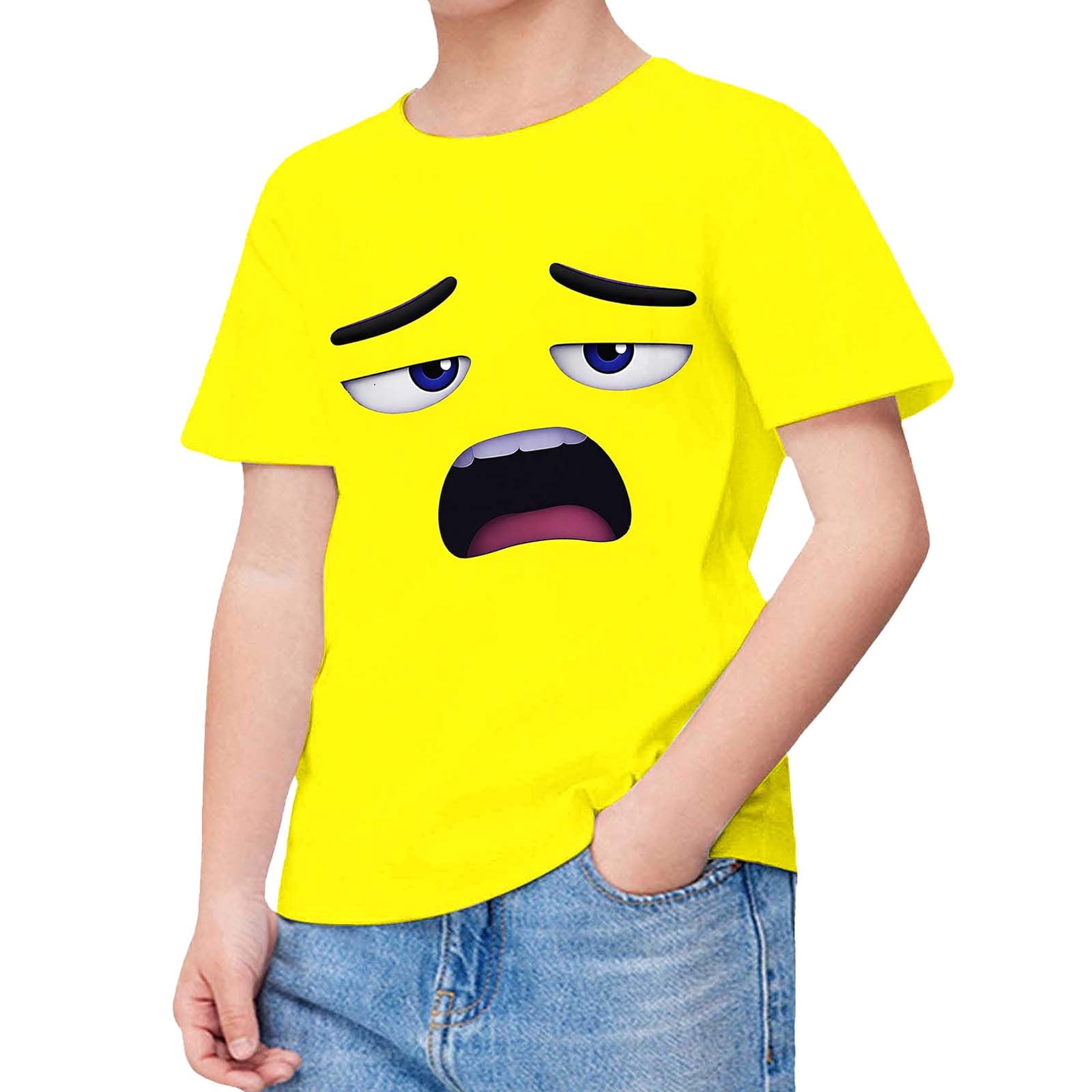 Big Girls' Cute T Shirts Crew Neck Short Sleeve Funny Quirky Emojis ...