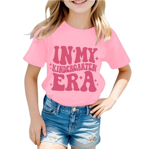 Big Girls' Cute T Shirts Fashionable Letter Round Neck Short Sleeved ...