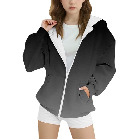 Big Girls' Cute T Shirts Hooded Jacket Zip Up Pullover Sweatshirt For ...