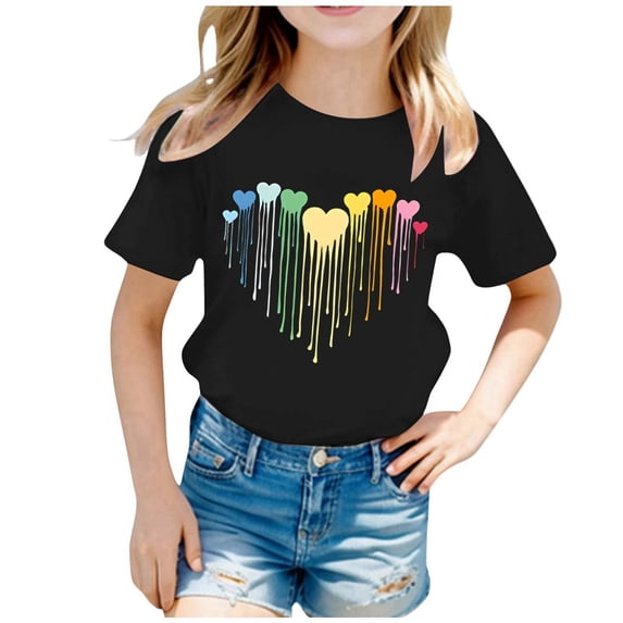 Big Girls'Cute T Shirts Kid Fashion Printed Round Neck Short Sleeve ...