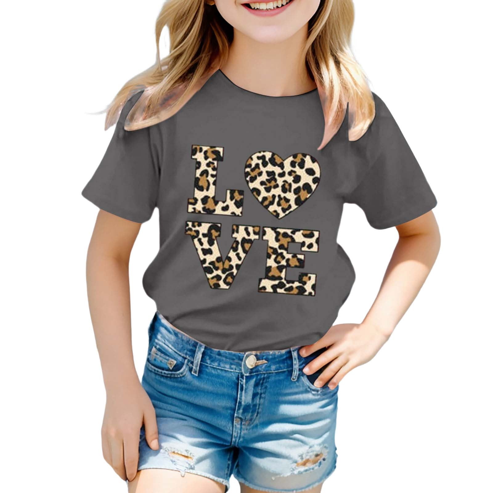 Big Girls' Cute T Shirts Short Sleeve Round Neck Preppy Trendy Summer ...