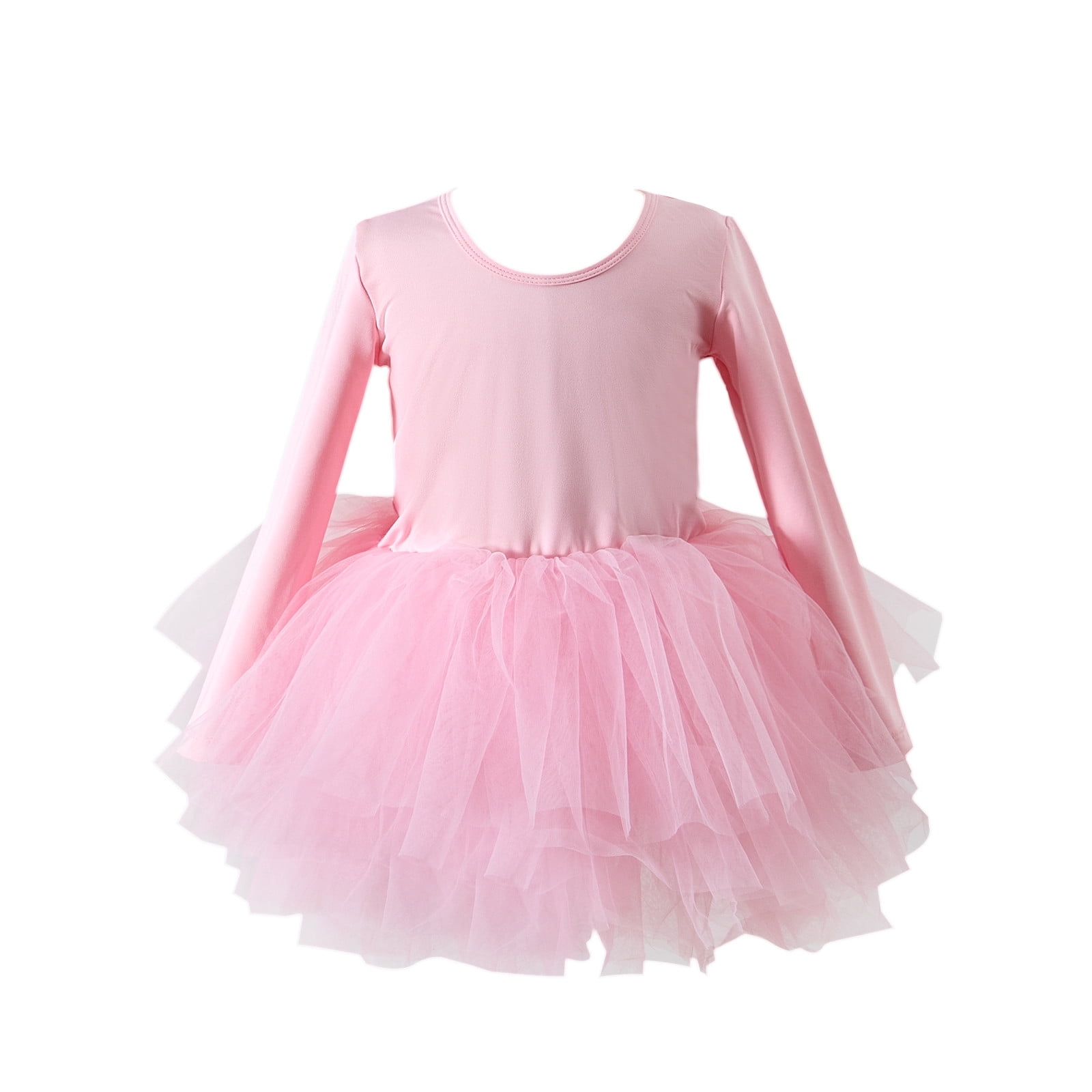 Big Girls Dance Dress Performance Tutu Skirt Long Sleeve Crewneck ...