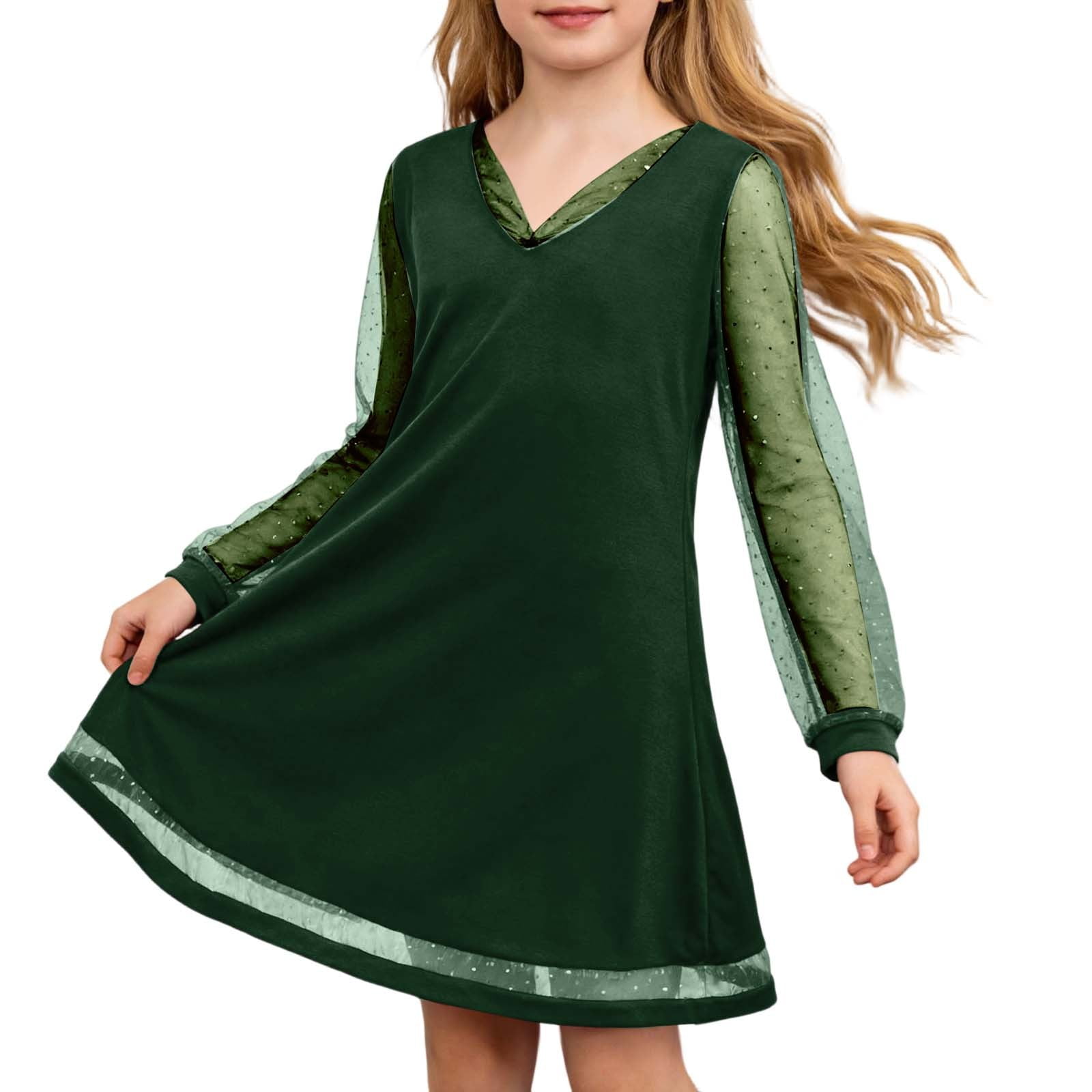 Big Girls' Dress Long Sleeved V Neck Dress Party Dress Dress ...