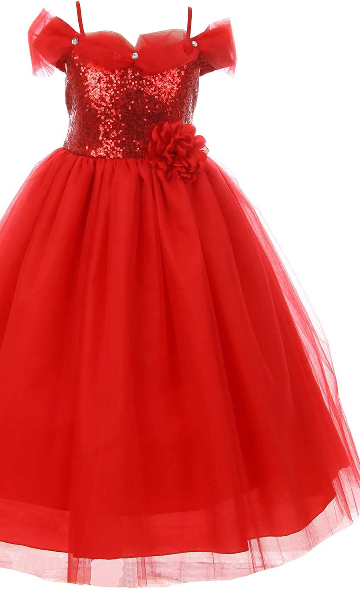 Big Girls' Dress Sequin Glitter Off Shoulder Tulle Holiday Party Flower ...